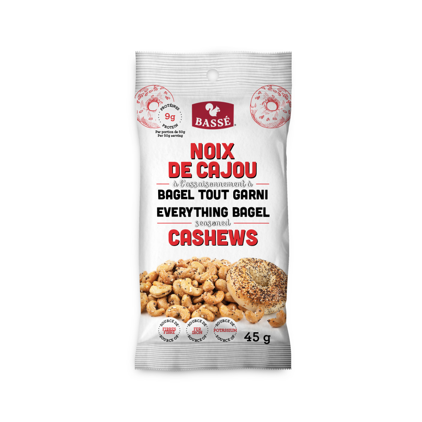 EVERYTHING BAGEL SEASONED CASHEWS – 45g – Bassé Nuts